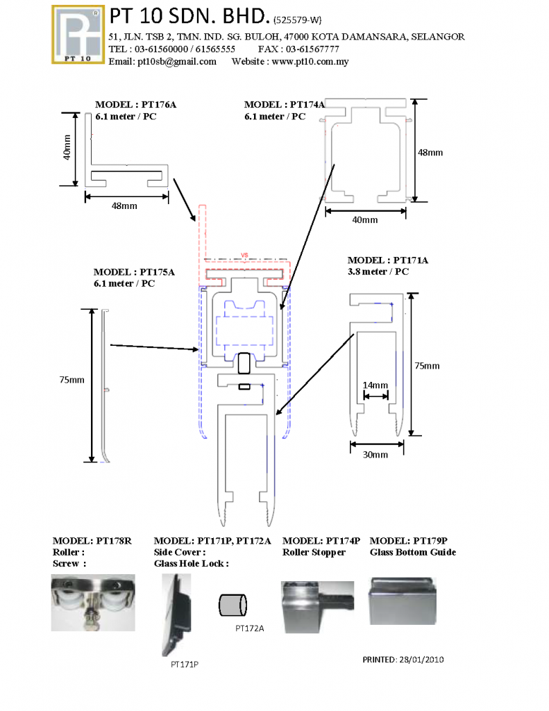 Sliding Door & Bracket – PT 10 Sdn Bhd
